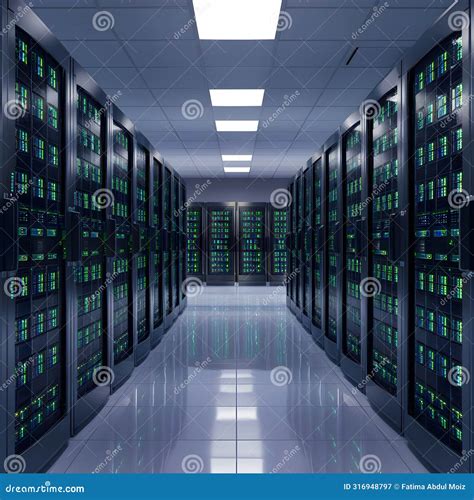 High Tech Servers In Rows Illustrate Modern Data Center Infrastructure Stock Illustration