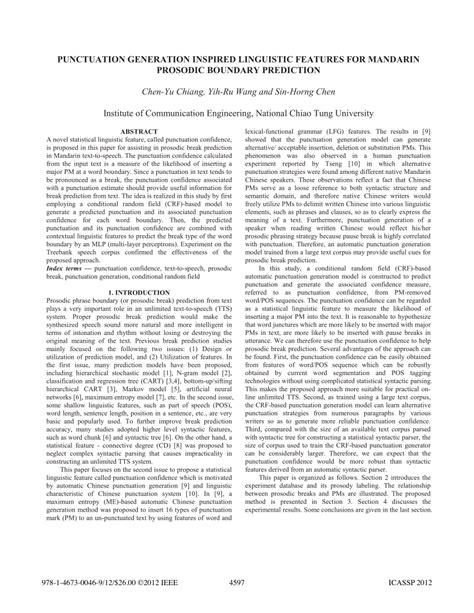 Pdf Punctuation Generation Inspired Linguistic Features For Mandarin Prosodic Boundary Prediction