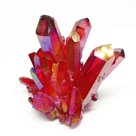 145g Natural Red Quartz Cluster Beautiful Red Aura Angel Crystal Cluster Reiki Titanium Coating