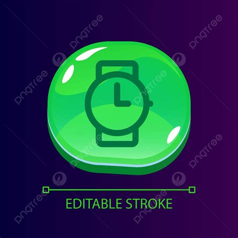 wristwatch glossy ui button with linear icon glossy order green vector