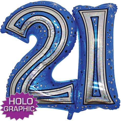 Blue 21 Number large foil balloons