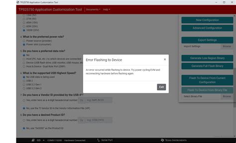 TPS EVM Error Flashing To Device Interface Forum Interface TI E E Support Forums