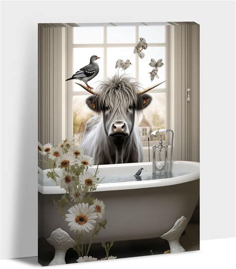 Aatoeax Bathroom Wall Art Cow Pictures Wall Decor Cute Highland Cow
