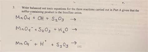 solved 3 write balanced net ionic equations for the three