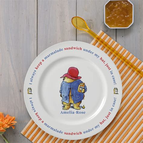 Personalised Paddington Bear Marmalade Sandwich 8 Rimmed Plate Make