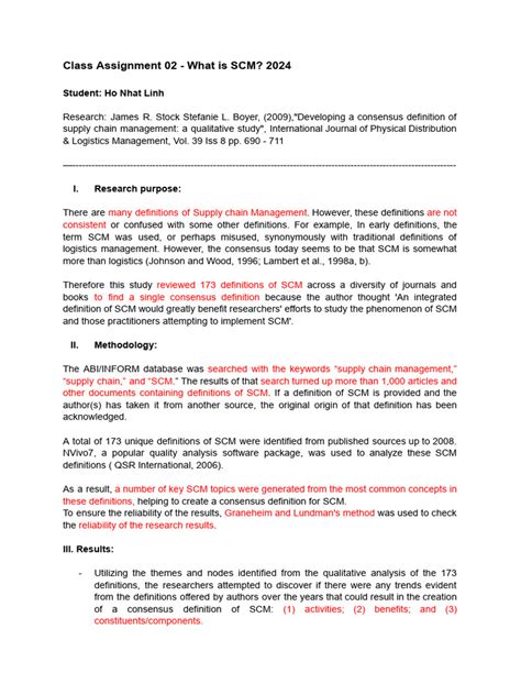 class assignment 02 what is scm ho nhat linh download free pdf