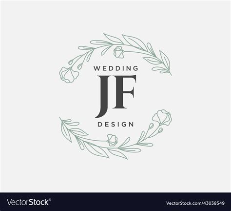 Jf Initials Letter Wedding Monogram Logos Vector Image