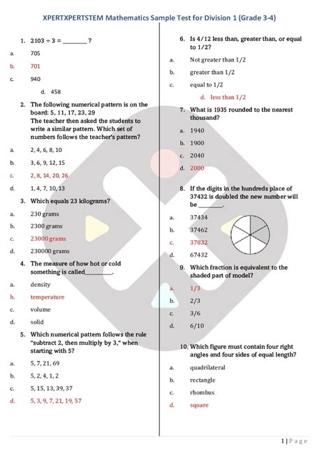 Mathematics Sample Exams Xpertstem Mathematics Sample Exams Xpertstem