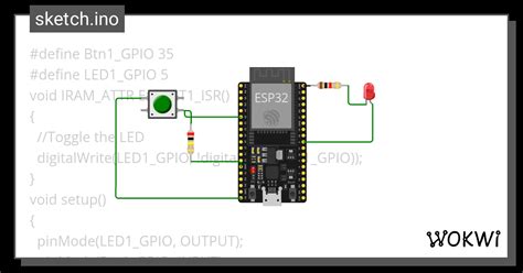 Toggling Led External Interrupt Wokwi ESP32 STM32 Arduino Simulator