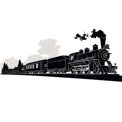 Premium Photo Black And White Train Silhouette Vector 19th Century