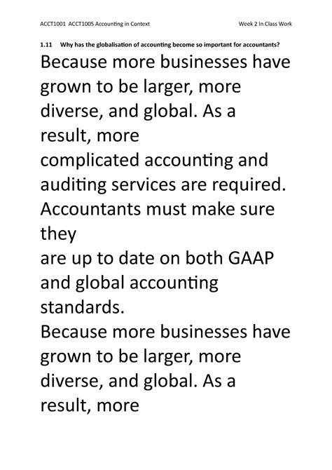 Week 2 In Class Questions Acct1001 Acct1005 Accounting In Context Week 2 In Class Work 1 Why