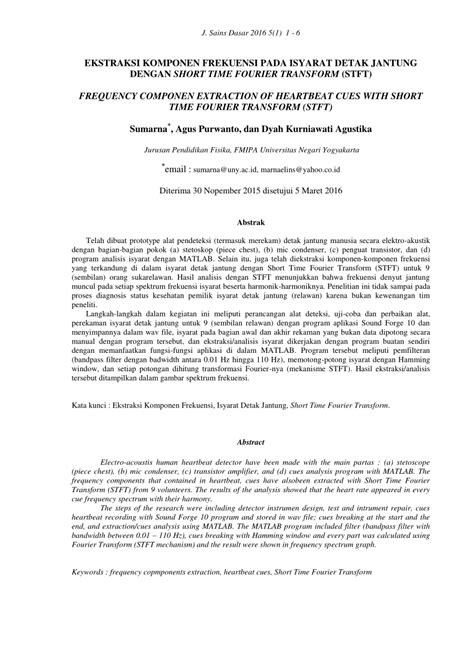 Pdf Frequency Component Extraction Of Heartbeat Cues With Short Time
