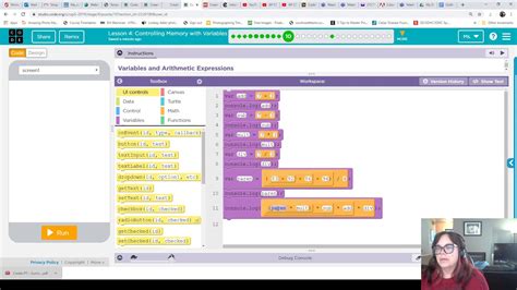 Code Org Unit Lesson Variables And Arithmetic Expressions JavaScript AP CS P YouTube