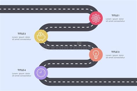 Simple 4 Node Roadmap Infographic With Curved Path And Colorful Icons
