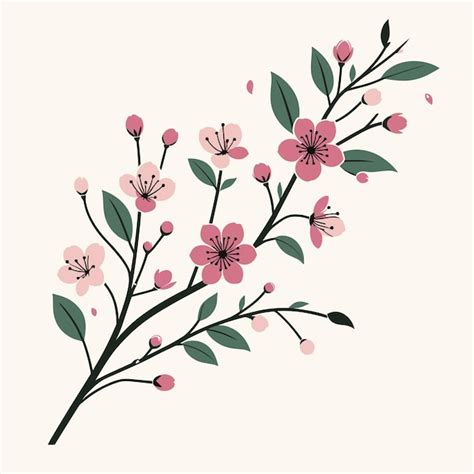 Premium Vector Vector Blossoming Flower Branch