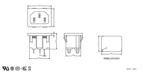 C14 Inlet 0707 1 0711 Series IEC EN60320 Type Thermaco