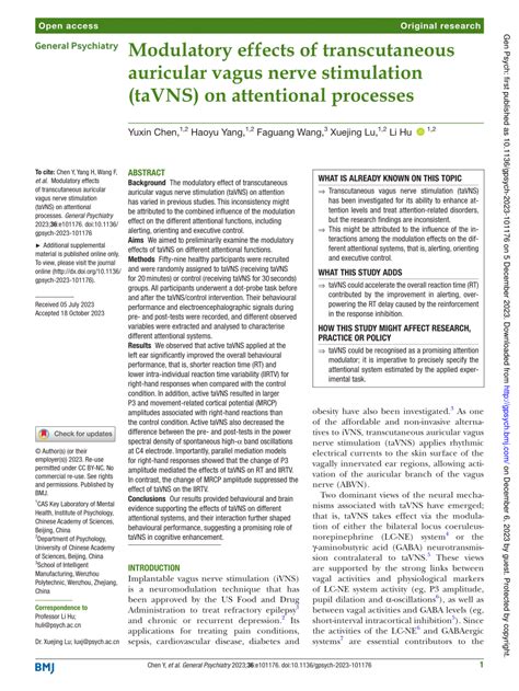 Pdf Modulatory Effects Of Transcutaneous Auricular Vagus Nerve Stimulation Tavns On