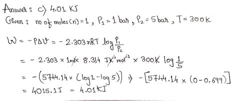 Calculate The Work Involved When 1 Mol Of An Ideal Gas Is Compressed