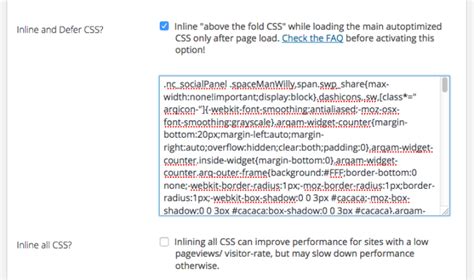 Inline Defer Render Blocking Css Autoptimize Page Specific Aoxoa