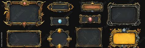 Multiple Empty Rectangle Frames In Medieval Style For Game Ui Design