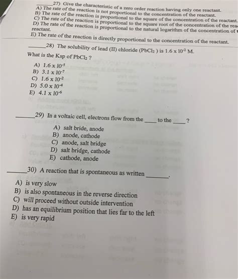 Solved 27 Give The Characteristic Of A Zero Order Reaction
