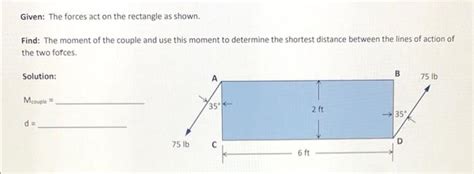 Solved Given The Forces Act On The Rectangle As Shown Chegg Com