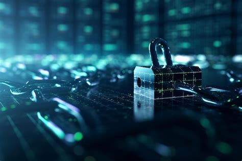 Premium Ai Image Cyber Security And Data Protection Concept Padlock And Chain On Dark