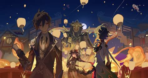 Hu Tao Zhongli And Xiao Genshin Impact Drawn By Qixia Danbooru