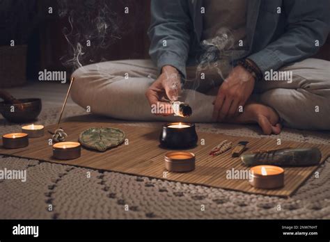 Preparing The Space For Esoteric Practice With The Lighting Of Incense Perfect For Spiritual