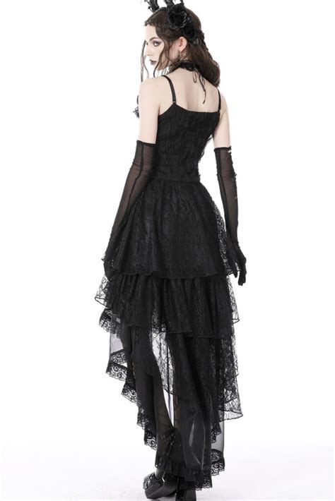 Elsinore Black Lace Frilly Romantic Gothic Prom Dress Gothic Prom Dresses