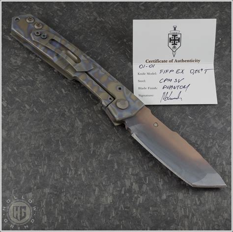crusader forge custom flamed ti fifp ex t e folder knife 4 5in phantom
