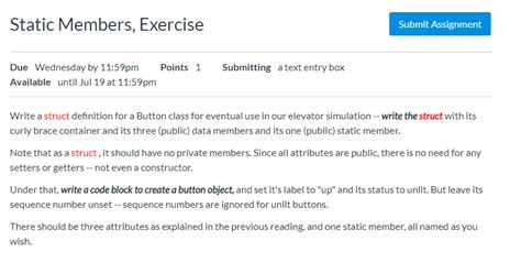 Solved Static Members Exercise Submit Assignment Points 1