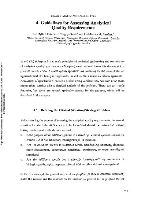 Pdf 4 Guidelines For Assessing Analytical Quality Requirements