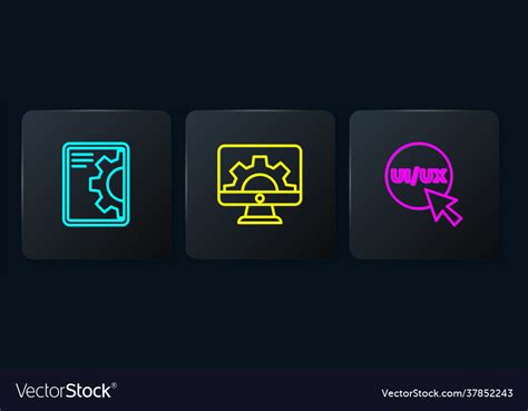 Set Line Web Development Ui Or Ux Design Vector Image