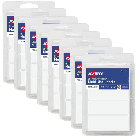 Avery Multi Use Permanent Labels 1 X 275 8 Packs 21923