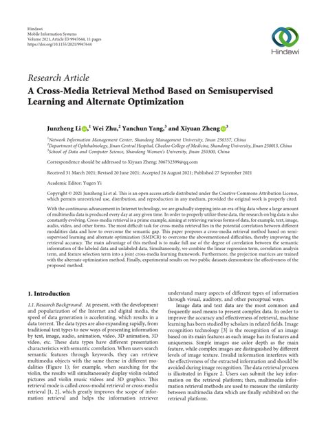 Pdf A Cross Media Retrieval Method Based On Semisupervised Learning And Alternate Optimization