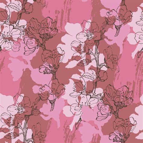 Premium Vector Seamless Pattern With Sakura Branches
