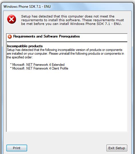 C Windows Phone Sdk 7 And Net Framework Compatibility Issue