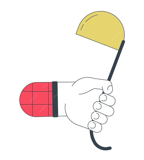 드 홀딩 수프 플래트 라인 컨셉 ⁇ 터 스 ⁇ 일러스트레이션 요리 도구 2d 만화 윤 ⁇ 웹 Ui 디자인을 위해 ⁇ 색에 손 편집 가능한 고립된 컬러 영웅 이미지 프리미엄 벡터