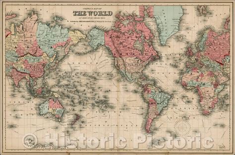 Historic Map Coltons Map Of The World On Mercators Projection 185