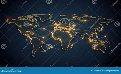 World Map With Glowing Network Connections Symbolizing Global
