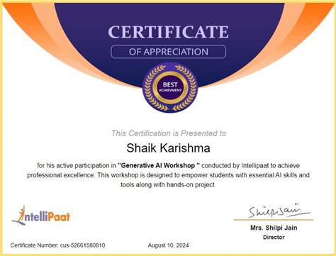 I Am Very Much Excited To Share That I Have Successfully Completed The Generative Ai Workshop