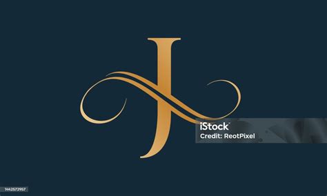 골드 색상의 럭셔리 편지 J 로고 템플릿입니다 현대적인 유행의 이니셜 고급 J 문자 로고 디자인 로얄 프리미엄 편지 J 로고 디자인 벡터 템플릿입니다 로고에 대한 스톡 벡터