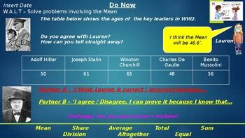 Calculating Mean Lesson Powerpoint Slides Year Grade