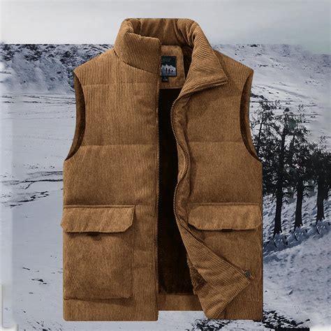 Wancir Mens Sherpa Lined Puffer Vest Corduroy Winter Vests Warm