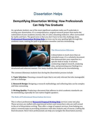 Demystifying Dissertation Writing How Professionals Can Help You