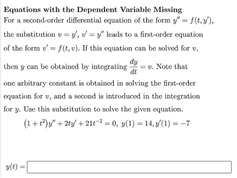 solved equations with the dependent variable missing for a
