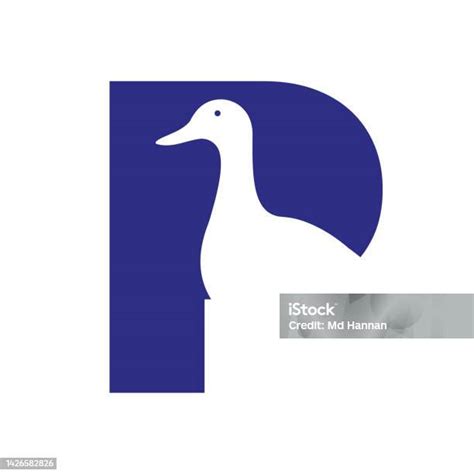 편지 P 부정적인 공간 개념 벡터 템플릿에 초기 오리 로고 가금류에 대한 스톡 벡터 아트 및 기타 이미지 가금류 거위 새