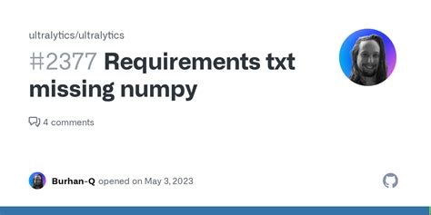 Requirements Txt Missing Numpy · Issue 2377 · Ultralyticsultralytics