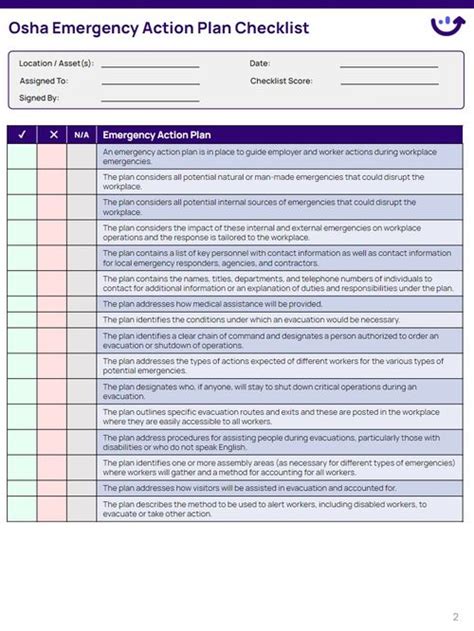Osha Emergency Action Plan Checklist Xenia Templates